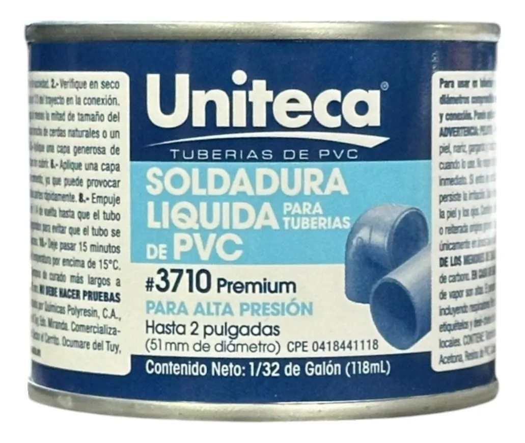 Pega PVC Alta Presión Uniteca 120cc (1/32) – GASKA